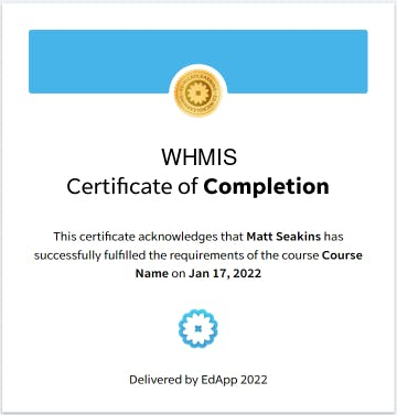 Free WHMIS certificate template | EdApp Microlearning | EdApp Microlearning
