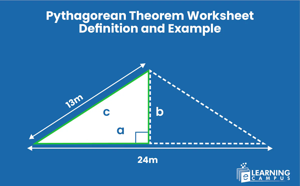 detailed Pythagorean theorem worksheet with definition and example