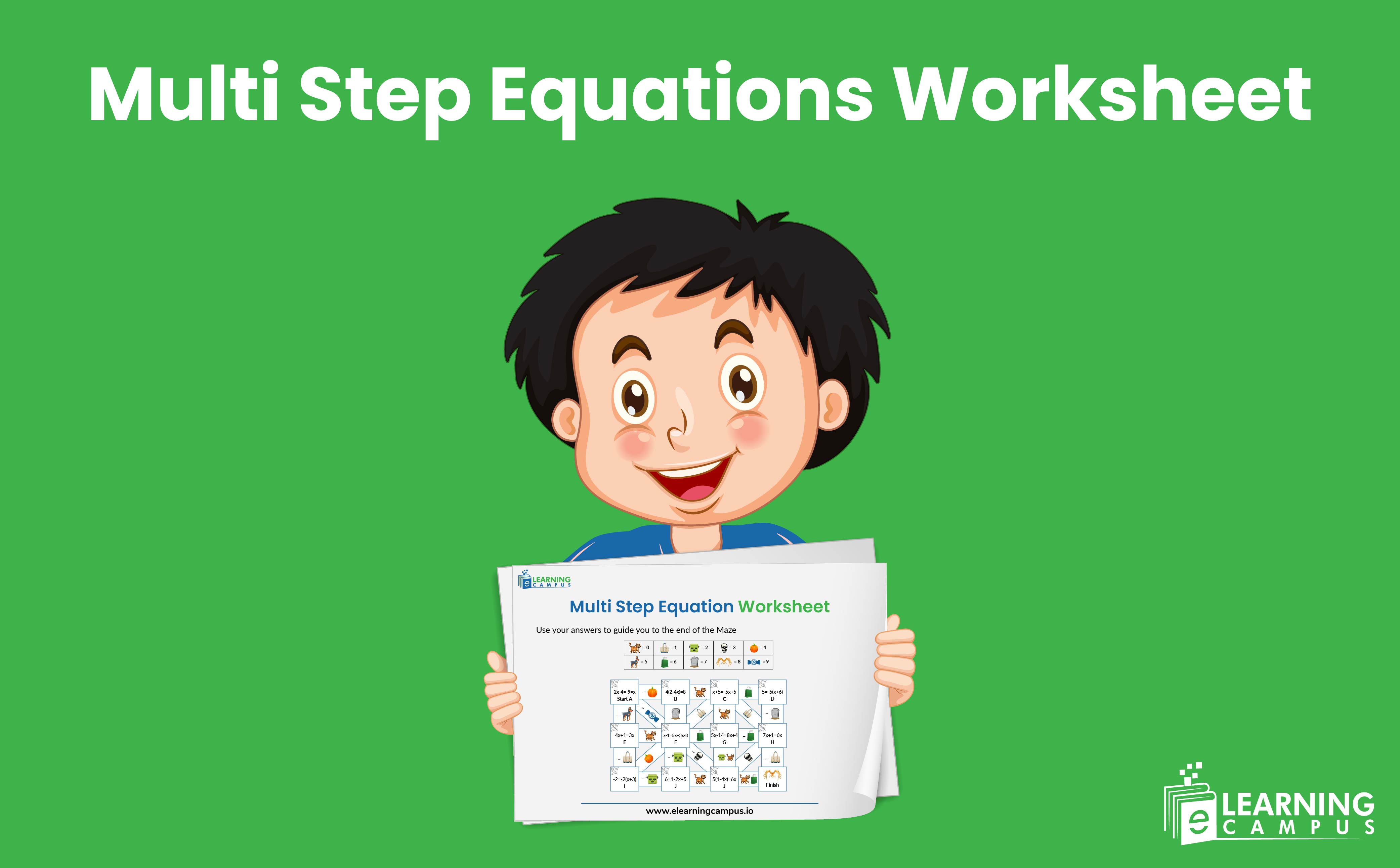 Multi Step Equations Worksheet | Algebra | Distributive Property