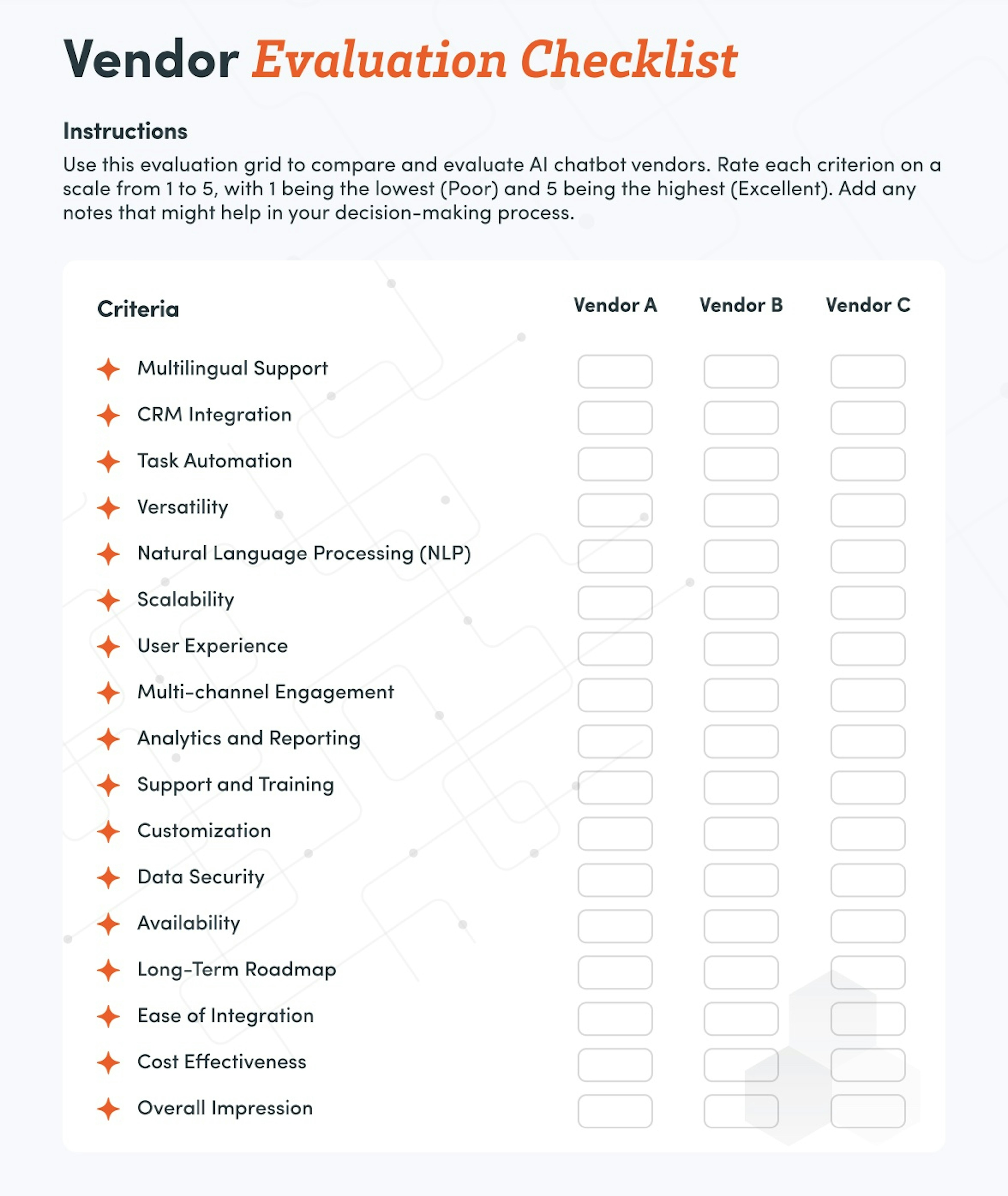 AI Chatbot Vendor Evaluation Checklist | Element451