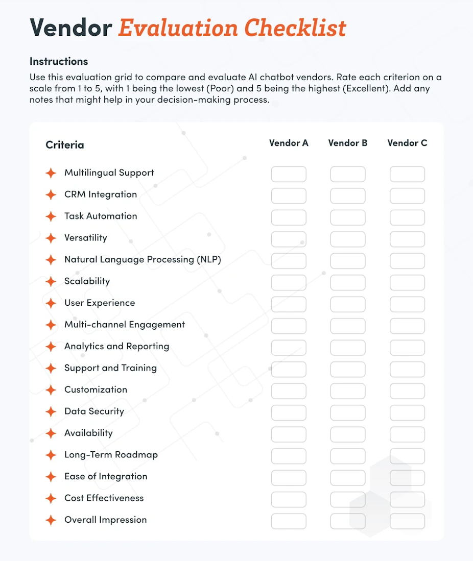 AI Chatbot Vendor Evaluation Checklist | Element451