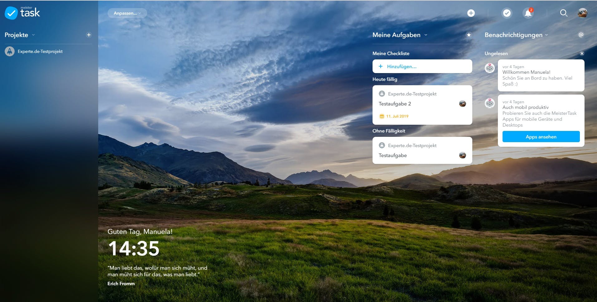Meistertask Dashboard