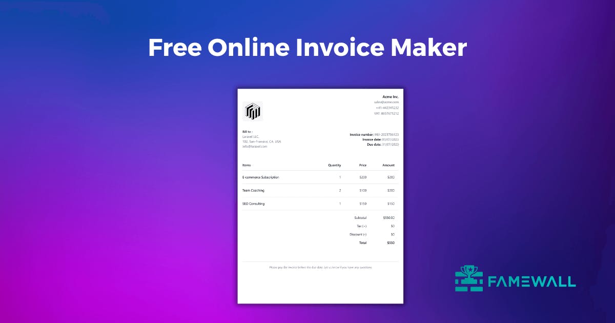 Free Online Invoice Maker | No login needed Free Online Invoice Maker | No login needed