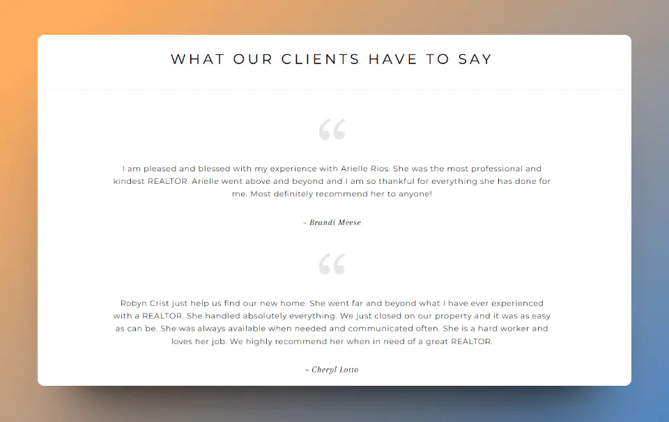Real Estate Testimonial Examples Real Estate Testimonial Props