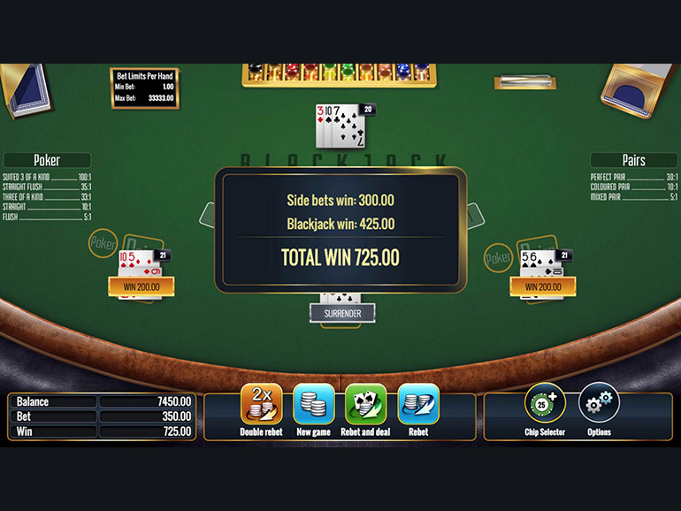 Multi Hand Blackjack Poker & Pairs w/surrender | Play Blackjack Games ...