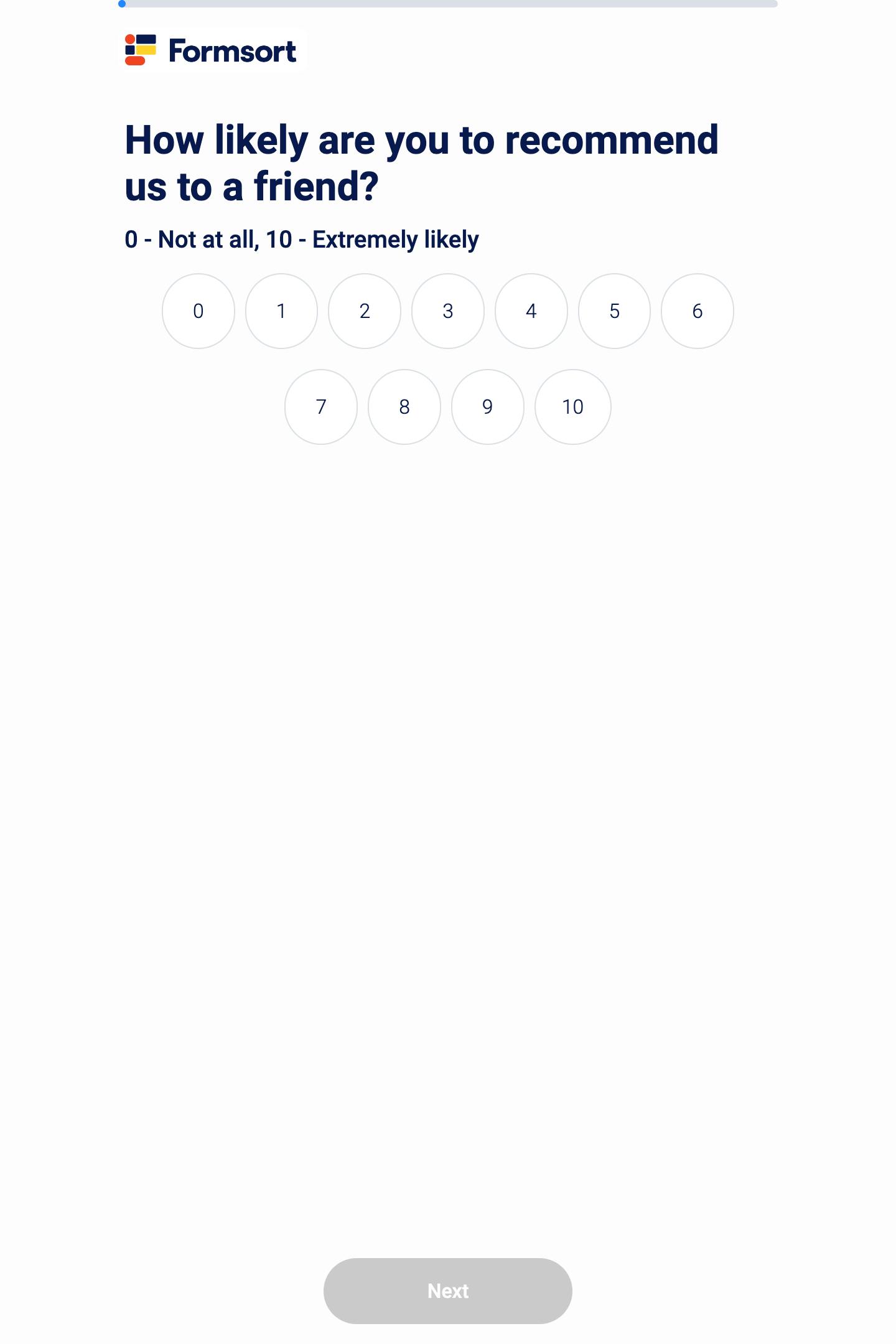 NPS form template | Formsort.com