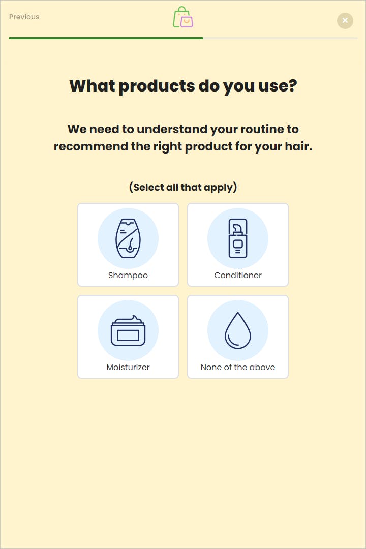 Product recommendations form template | Formsort.com