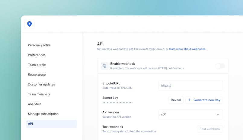 Integrate with Circuit’s Webhook API for live event data Integrate with Circuit’s Webhook API for live event data