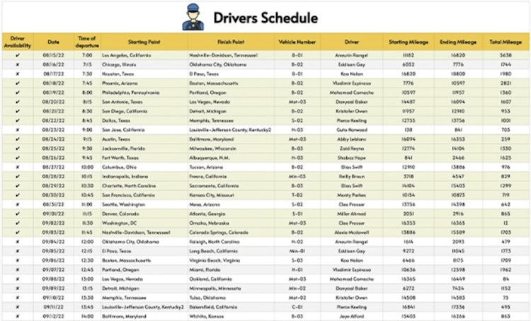 10 Driver Schedule Templates (Examples & Free Downloads)