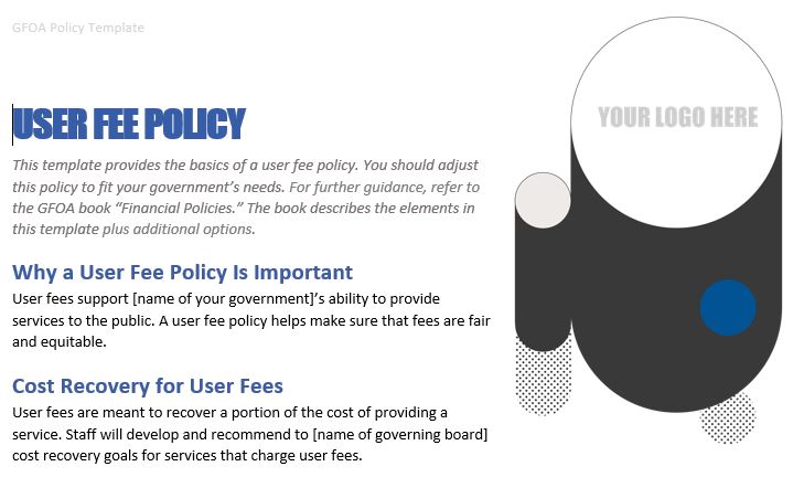 User Fee Policy Template