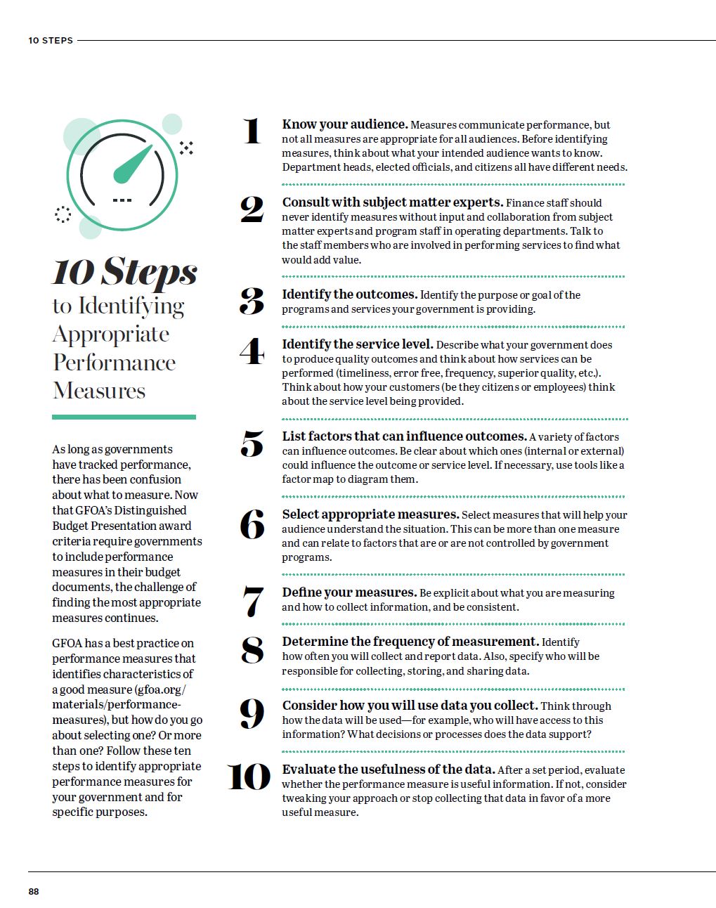 10 Steps to Identifying Appropriate Performance Measures