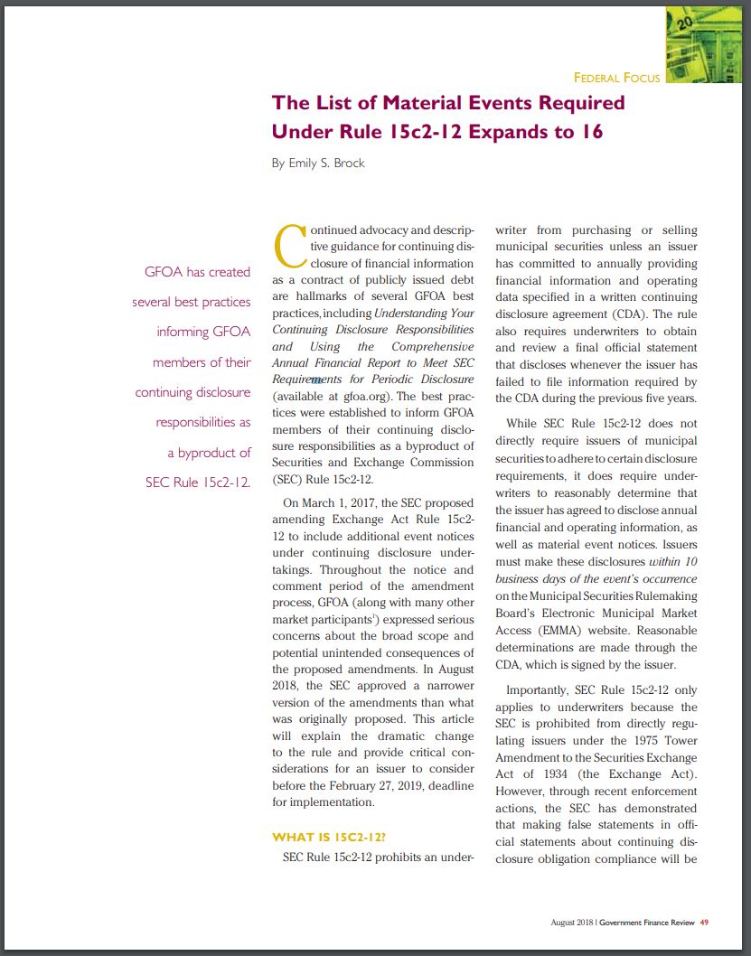 COVID-19 Debt Disclosures