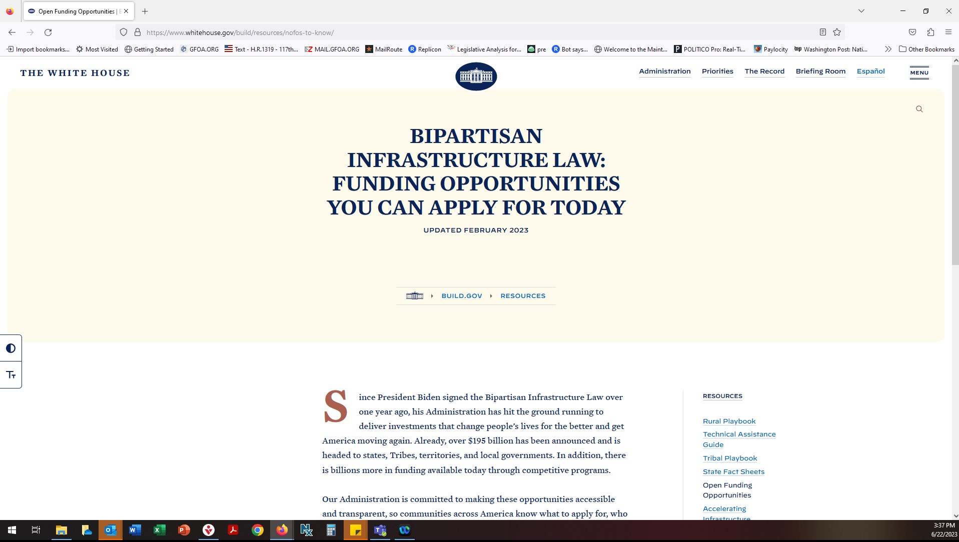 IIJA Notice of Funding Opportunity (NOFO) Tracker