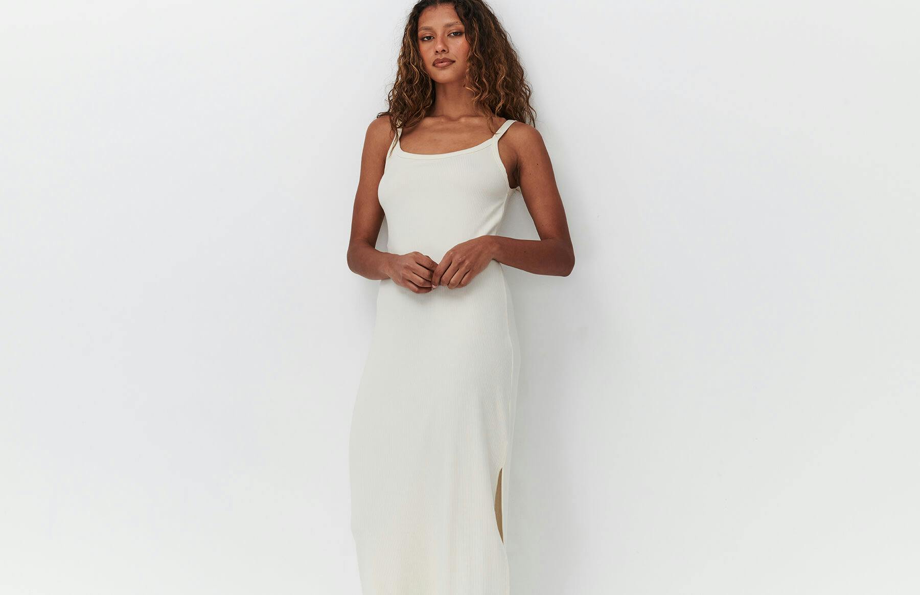 Reese Dress in Light Almond | Ghanda Clothing