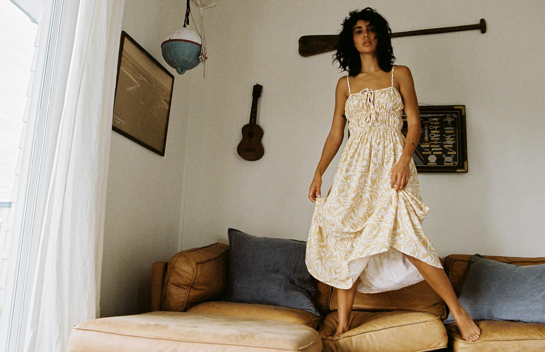 Lara Maxi Dress in Geo Swirl | Ghanda Clothing