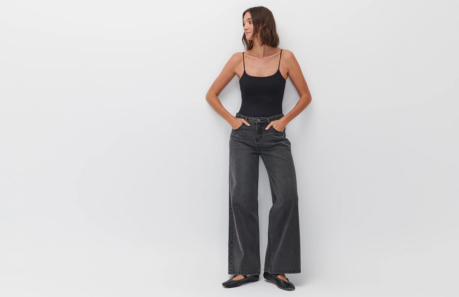 Baggy Low Rise Jeans in Sophia Black | Ghanda Clothing