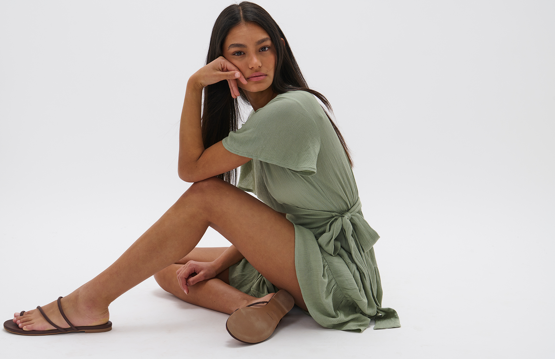 Dottie Wrap Dress in Coast Green | Ghanda Clothing