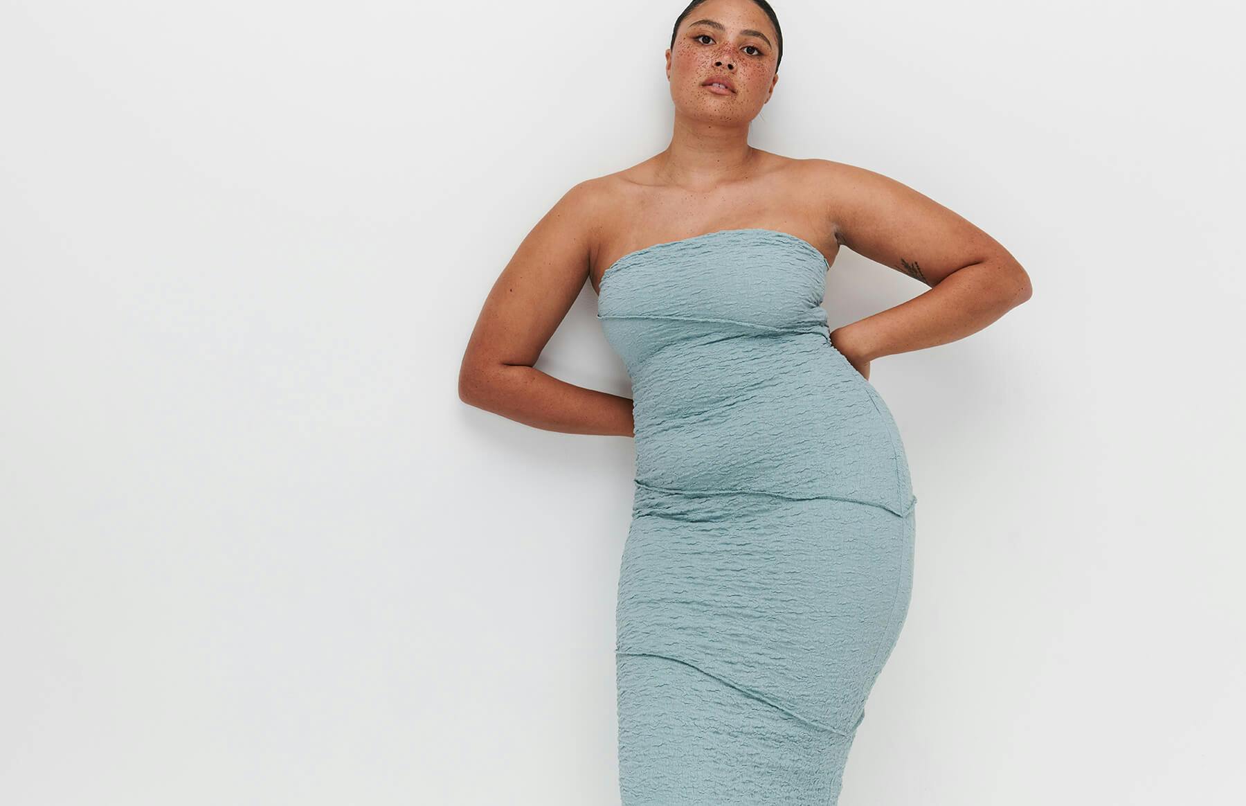 Scrunch Maxi Dress in Arctic Blue | Ghanda Clothing
