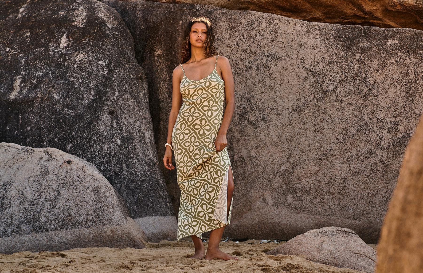 Aysha Maxi Dress in Jumboiya Block | Ghanda Clothing