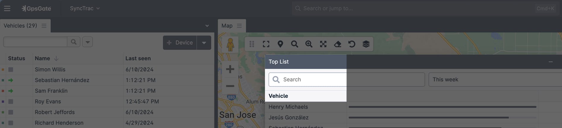 Rank your fleet data with Top Lists - GpsGate