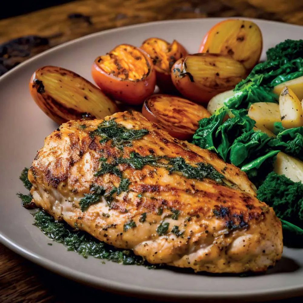 Contact Grill Crispy Skin Chicken Breast with Salsa Verde recipe ...