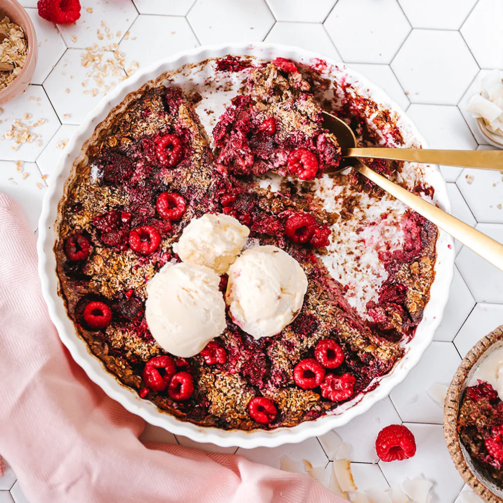 Raspberry Coconut Baked Oatmeal Recipe - Robins Kitchen Blog - Robins ...