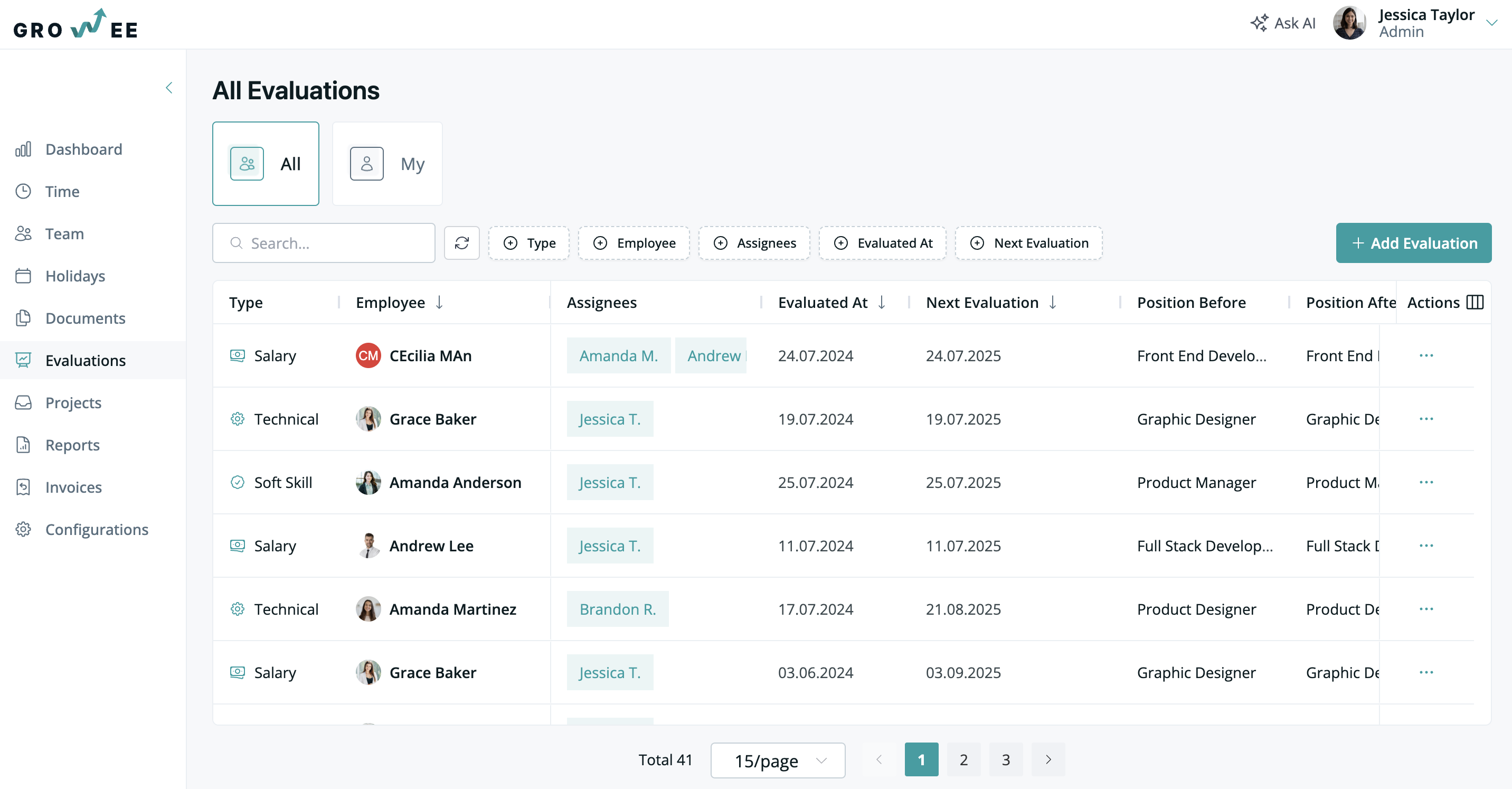 Easy and fast administration of employee evaluations | Growee