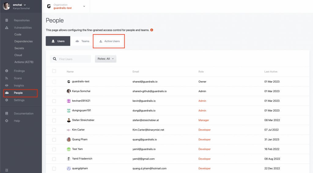 List Active Users And Their Activities GuardRails List Active Users And Their Activities GuardRails