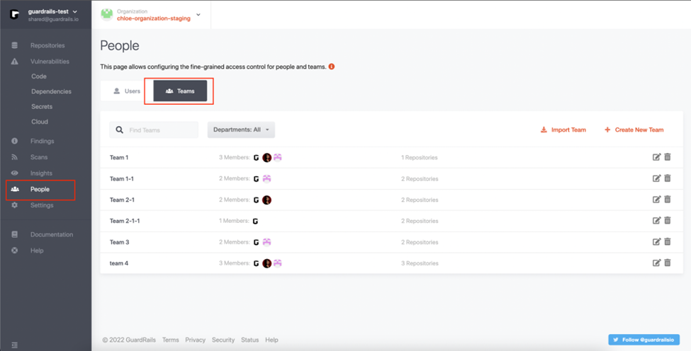 Import Teams from GitHub - GuardRails