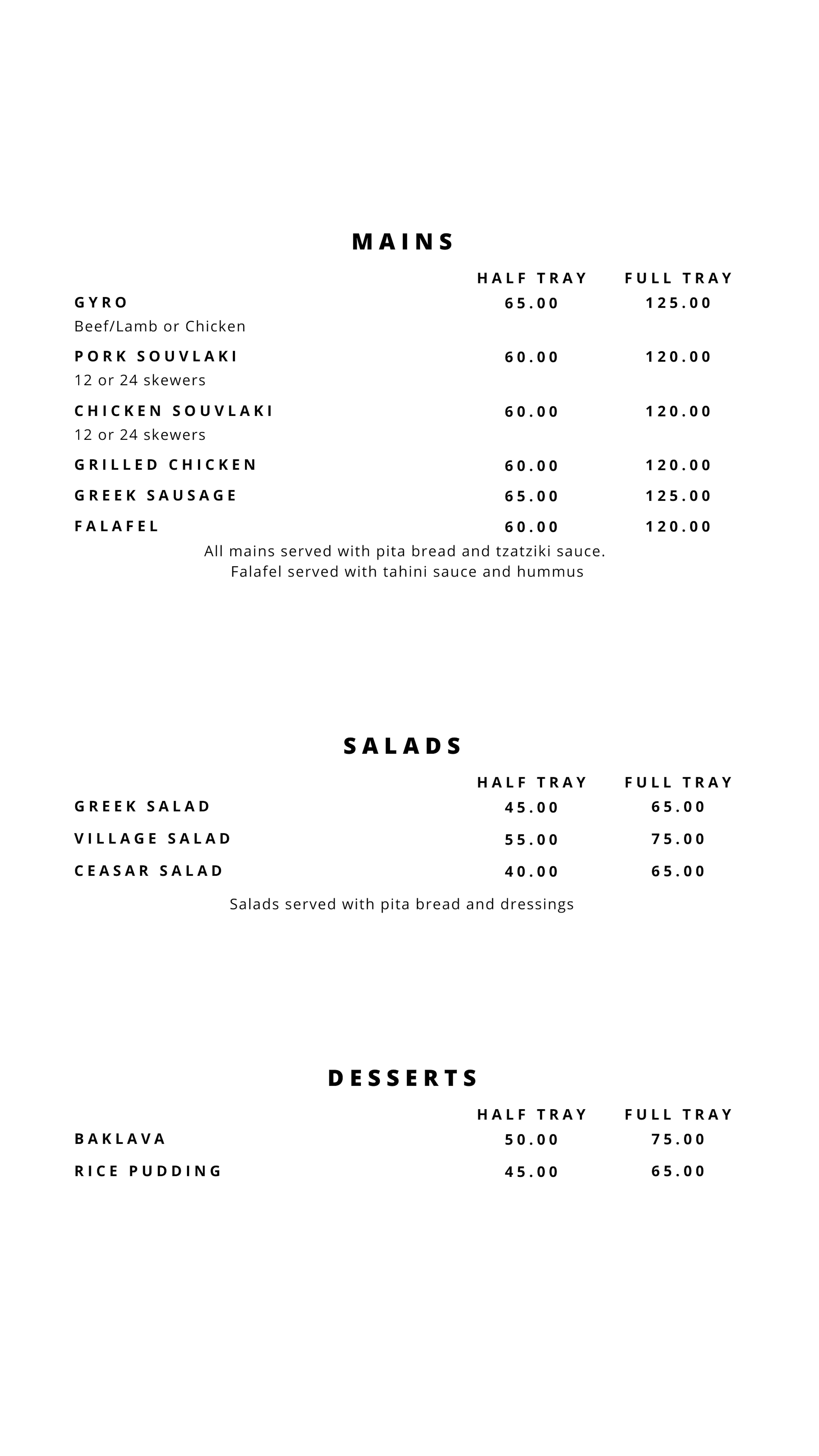 Gyro Village - Regular & Catering Menu