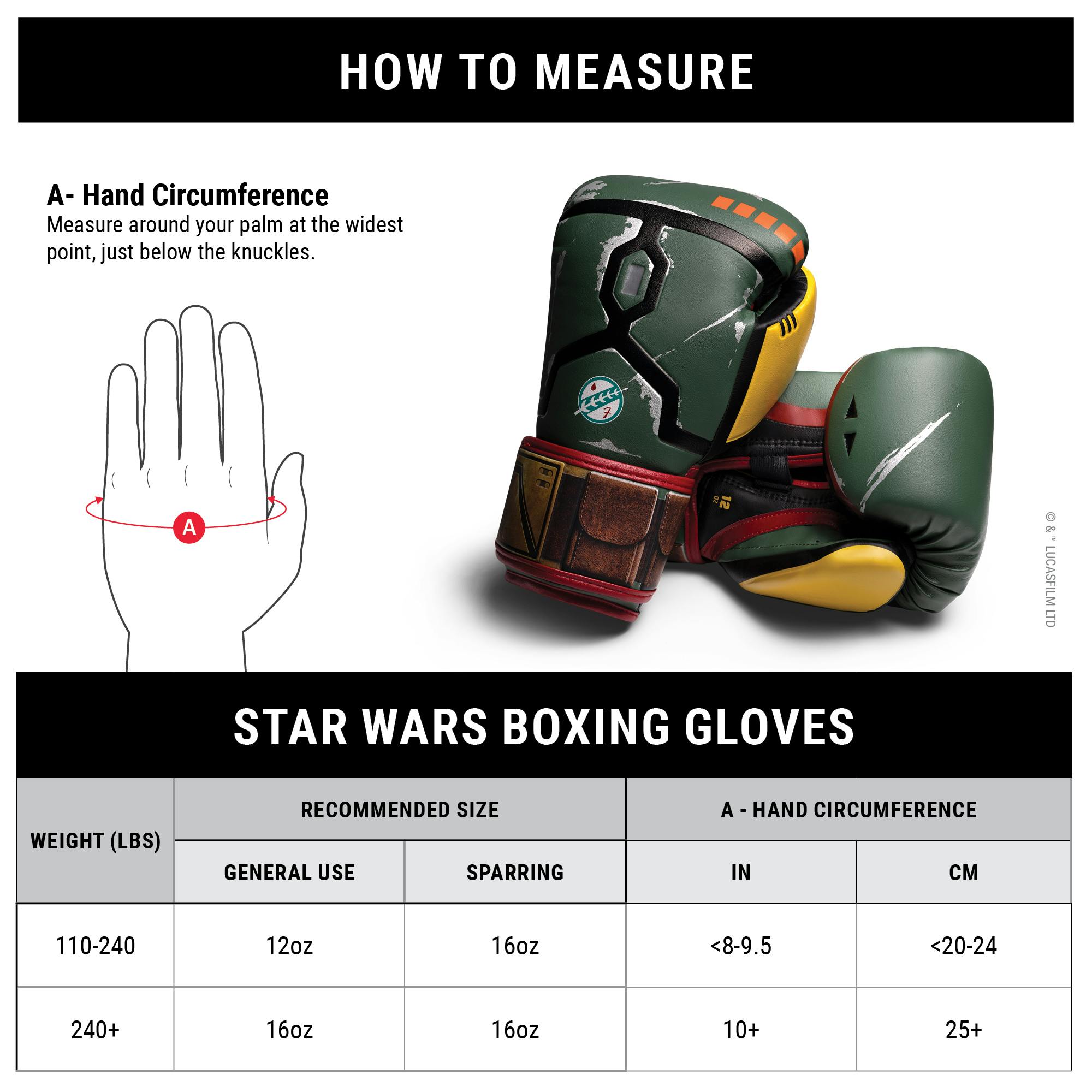 Star Wars Boba Fett Boxing Gloves Size Chart – Made4Fighters
