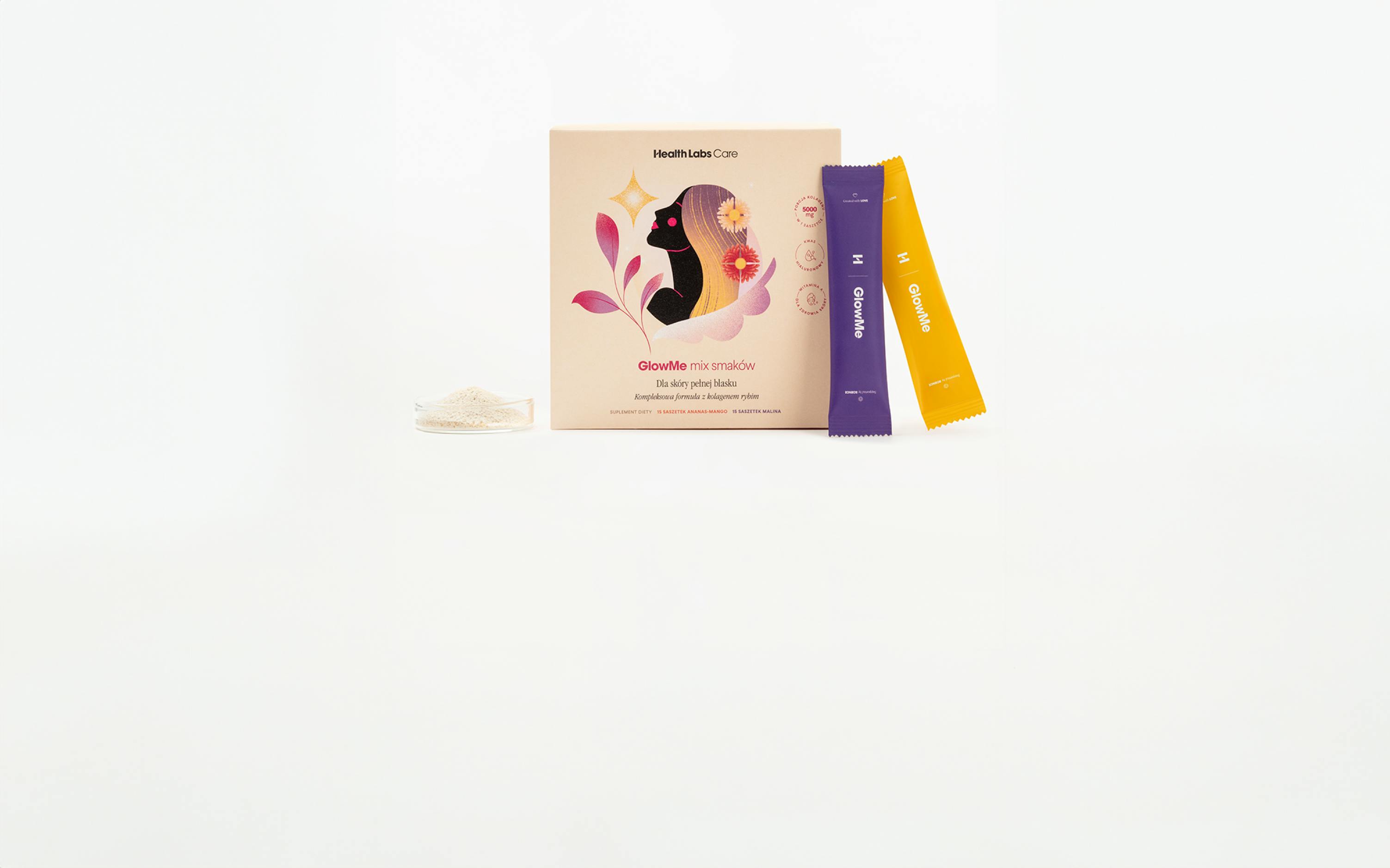 GlowMe mix | Kolagen rybi z witaminami w dwóch smakach | Health Labs Care