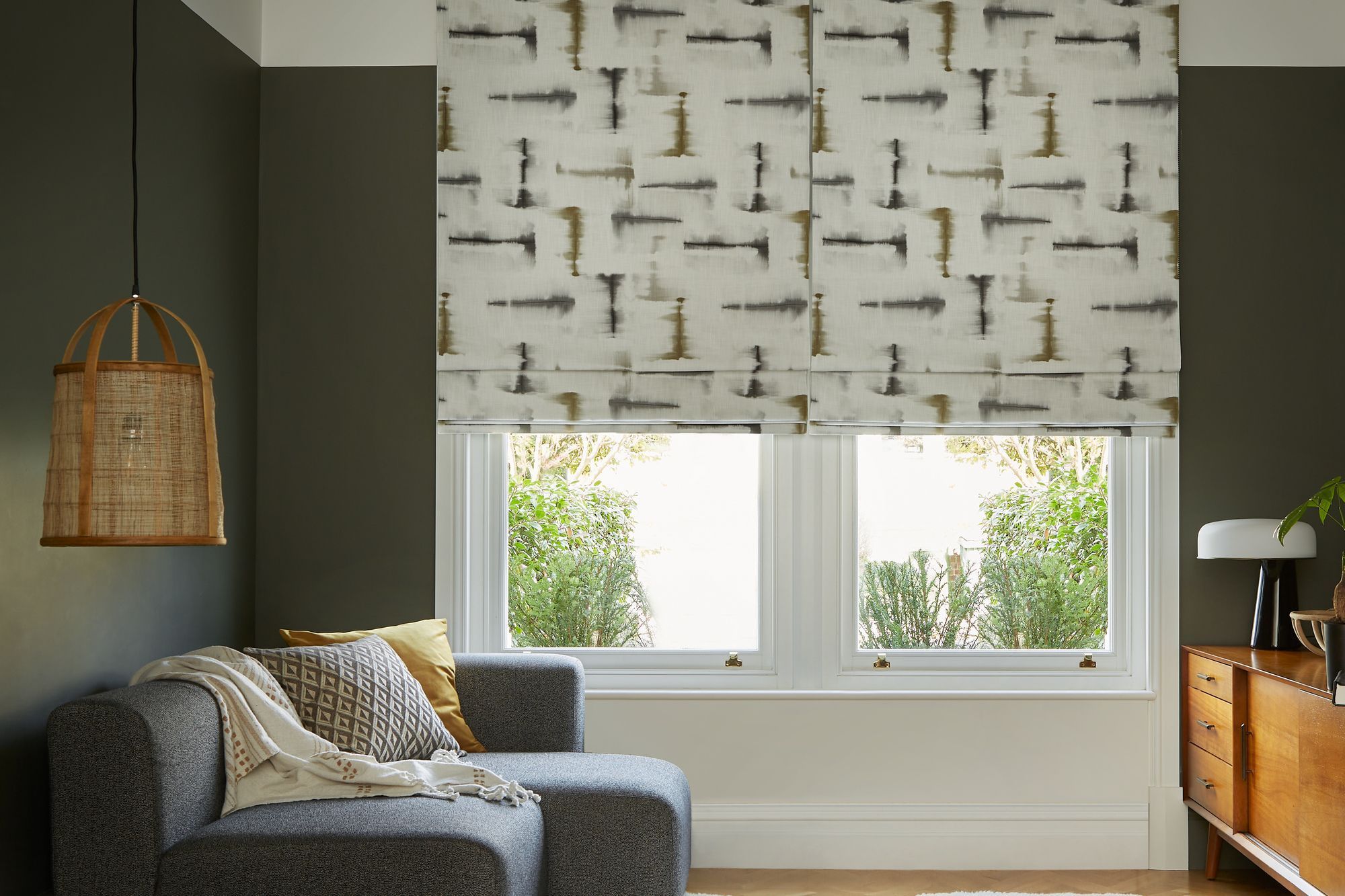 Made to Measure Green Roman Blinds - Hillarys™