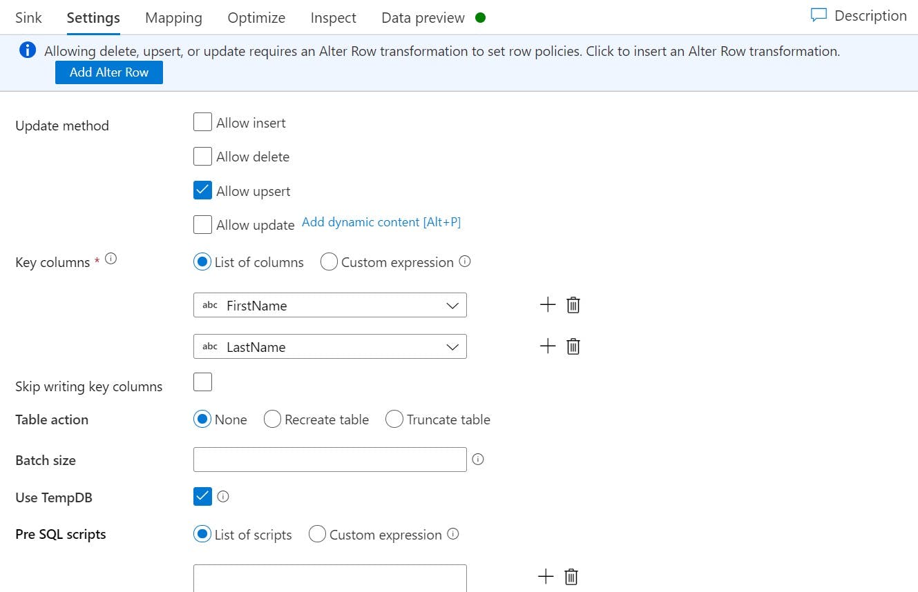 Data Factory How To Upsert A Record In Sql 