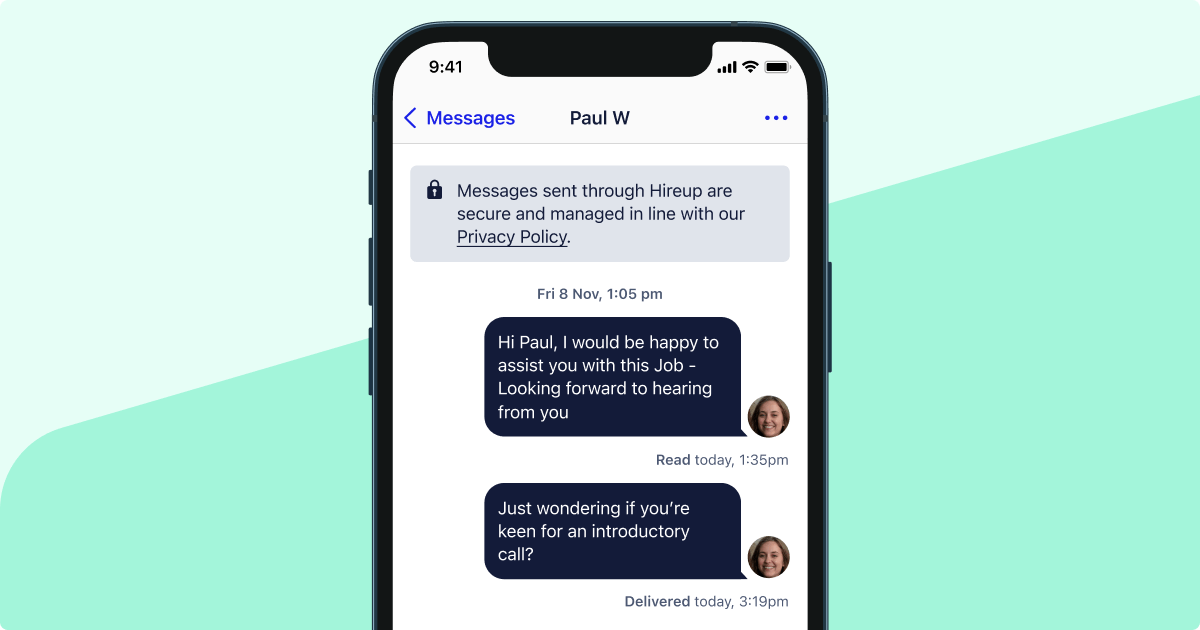 Message read receipts | Hireup