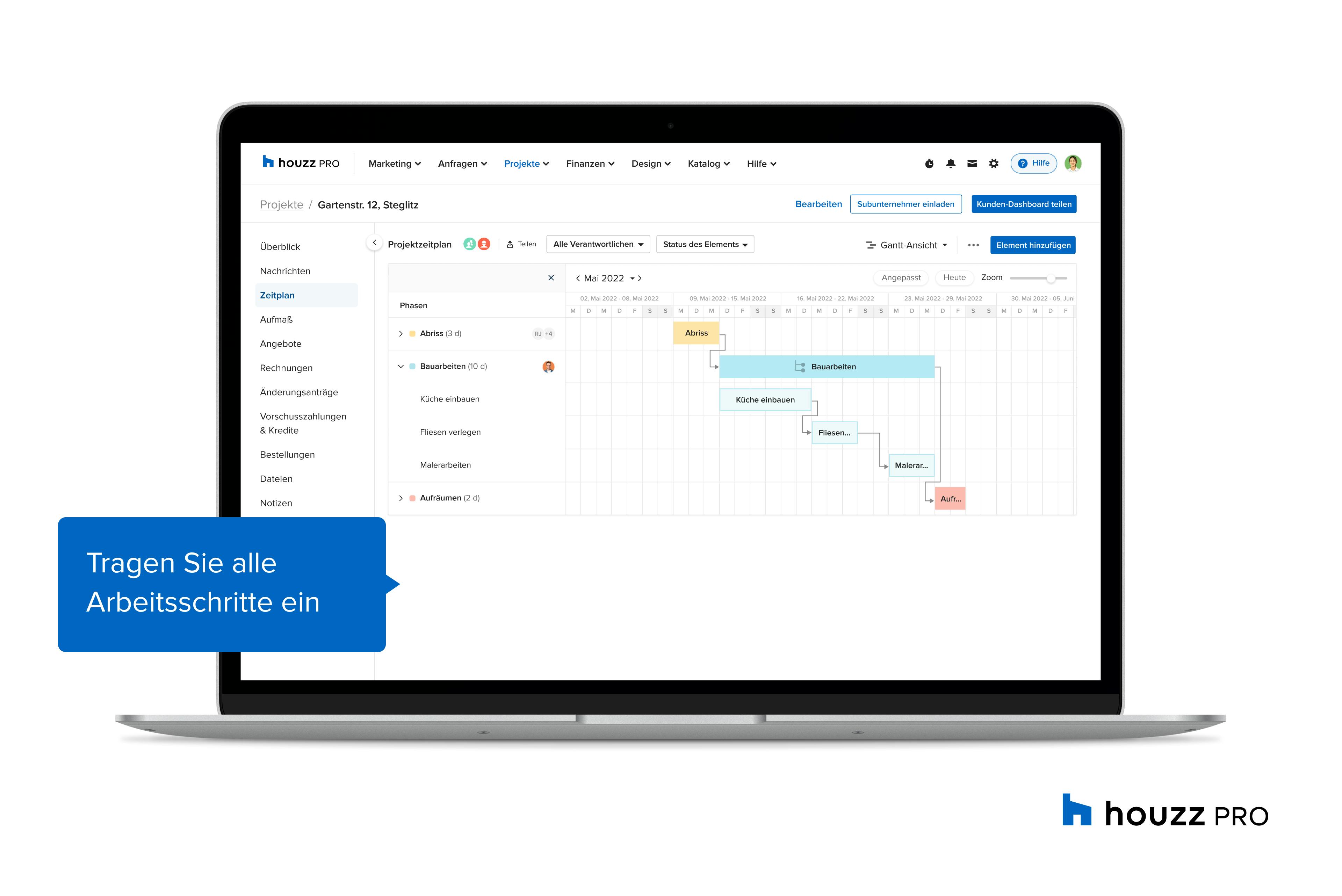 Mit dem Zeitplan von Houzz Pro halten Sie Ihre Projekte auf Kurs ...