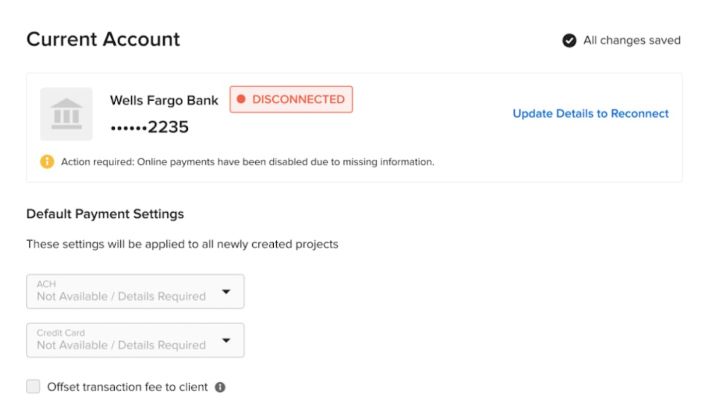 Why Are Online Payments Disconnected on My Account? | Houzz