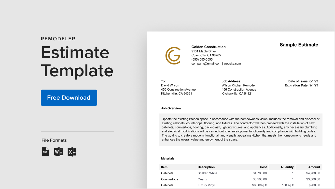 Free Remodeling Estimate Template & How-To Guide