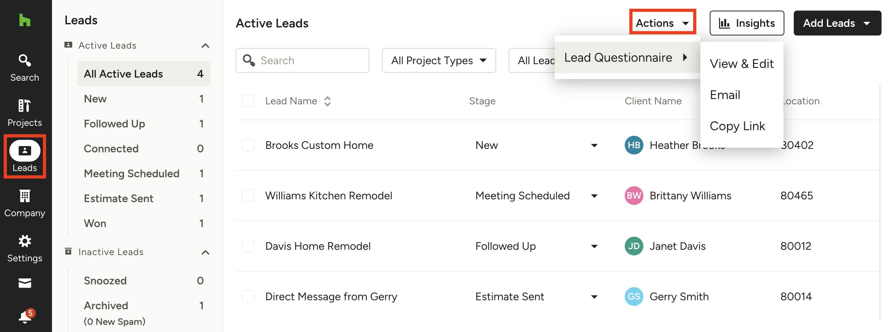 How to Use the Lead Questionnaire | Houzz