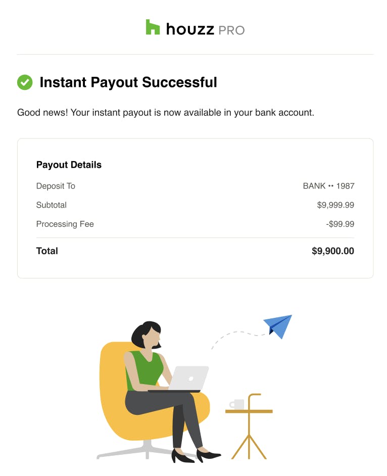 Instant Payouts with Online Payments | Houzz