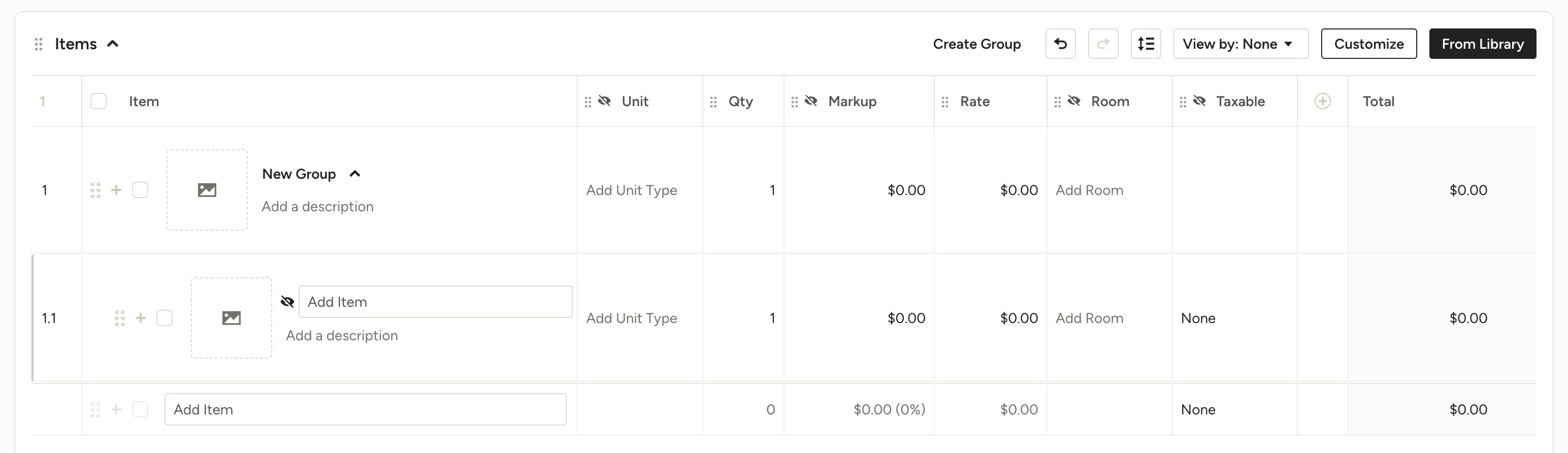 How to Group Lines Items on Proposals and Invoices | Houzz