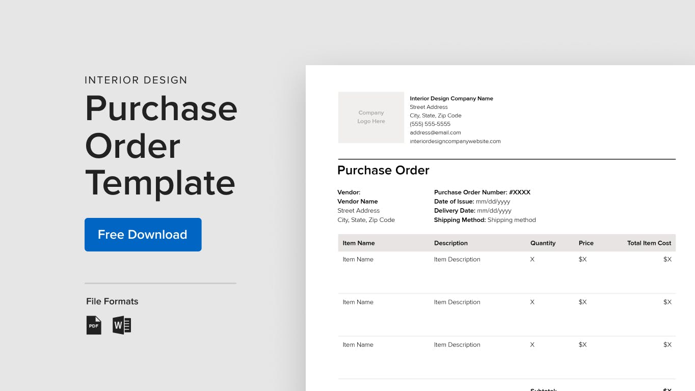 Purchase Order Template Download