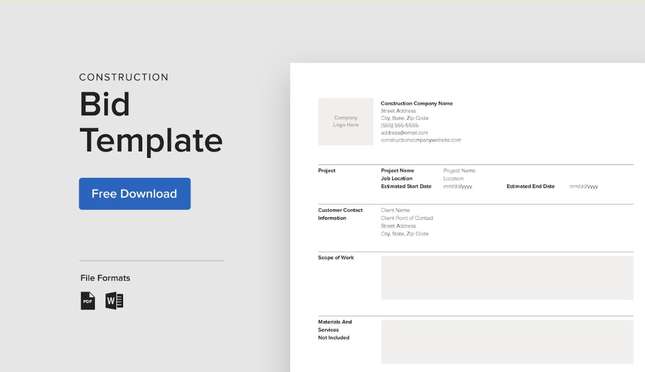 Free Construction Bidding Template & How-To Guide | Houzz Pro