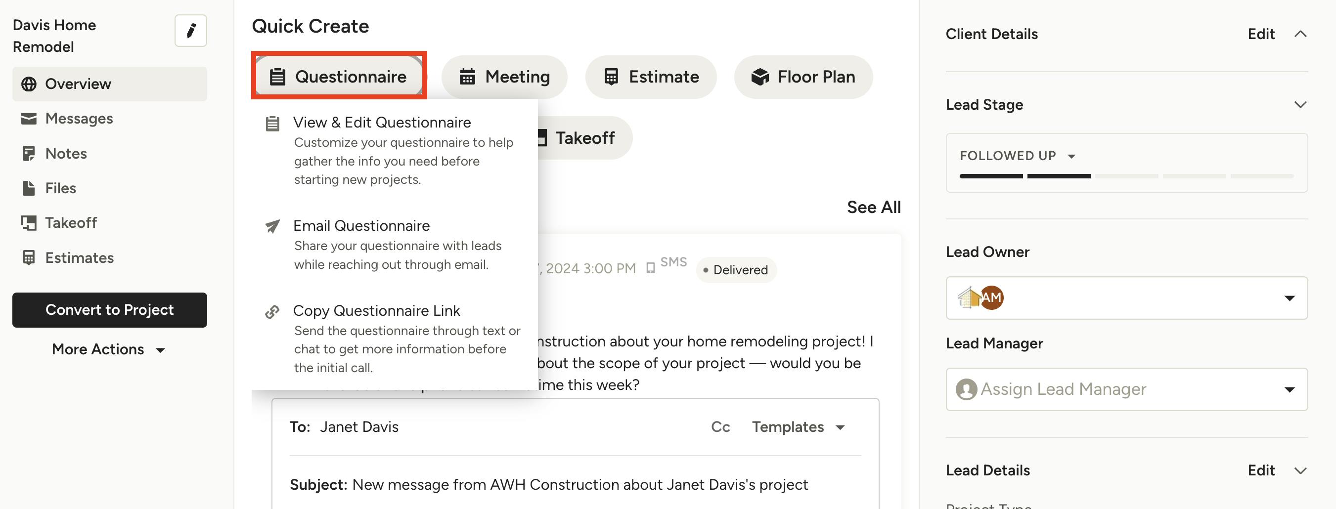 How to Use the Lead Questionnaire | Houzz