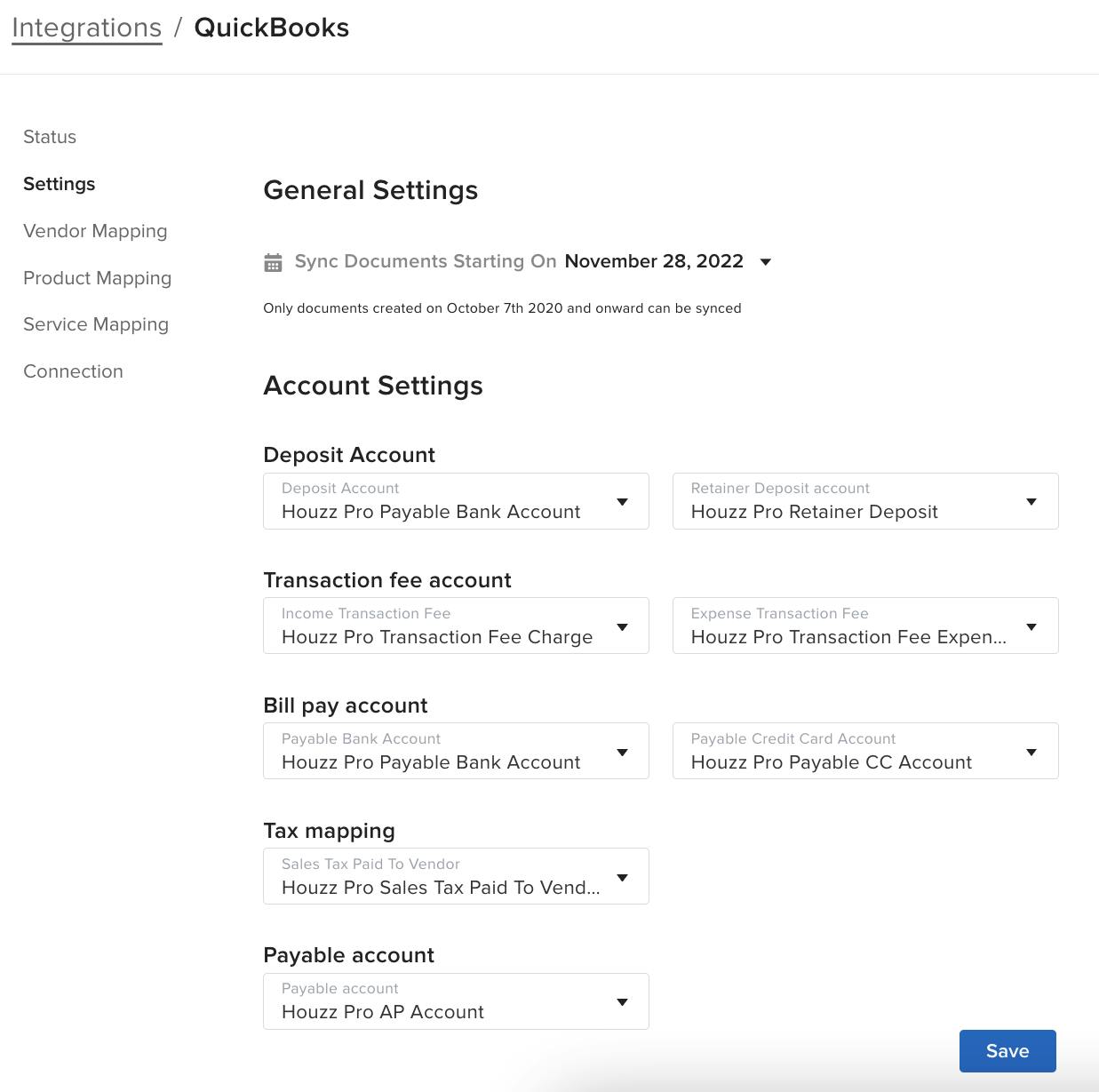 How to Map Houzz Pro to QuickBooks Online Chart of Accounts | Houzz