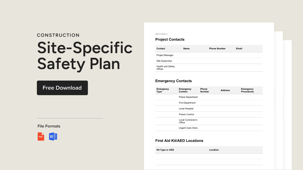 Site Specific Safety Plan Template: Free Download