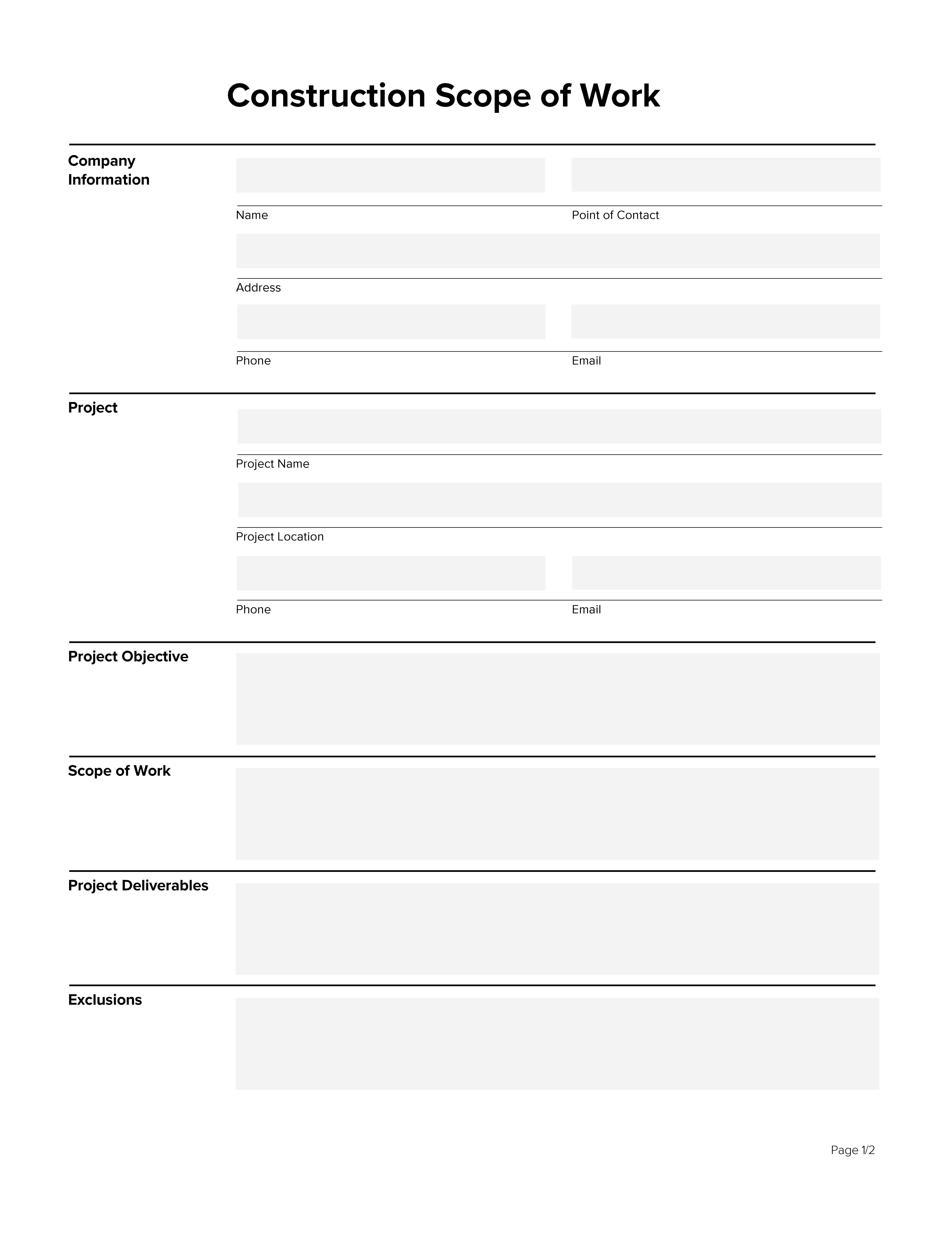 Contractor Scope Of Work Proposal Letter Sample