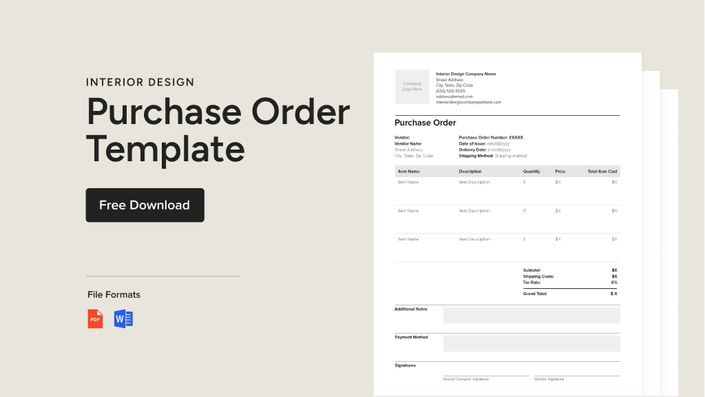 Interior Design Purchase Order Guide + Template