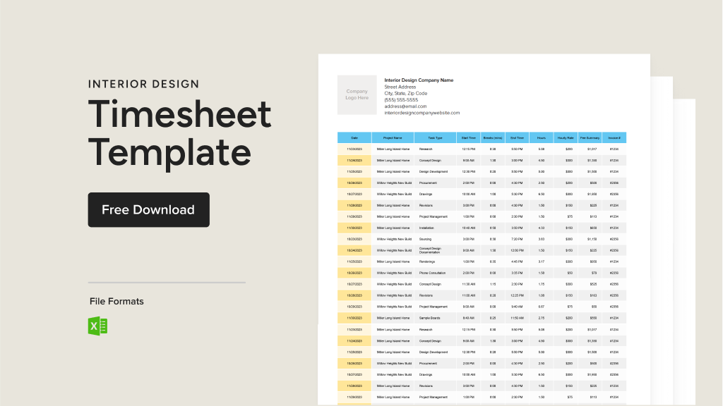 Tracking Interior Design Time & Expenses + FREE Template