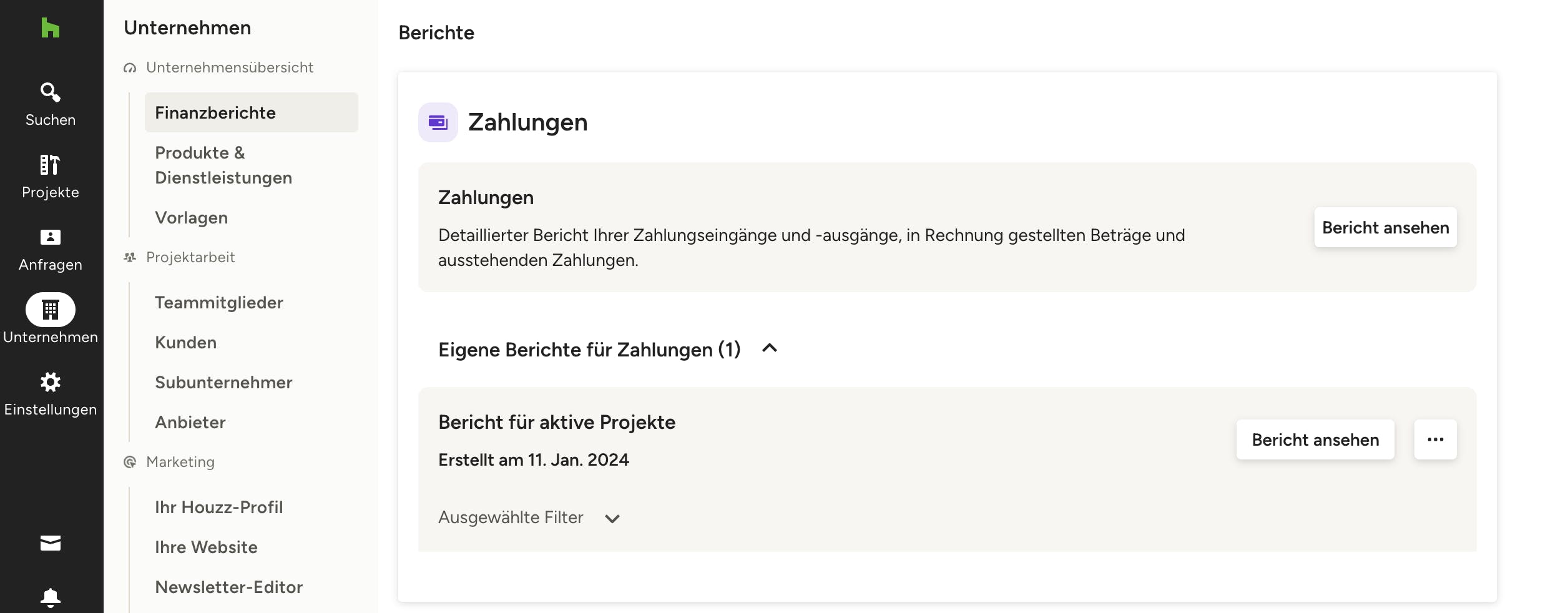 Eigene Berichte erstellen | Houzz